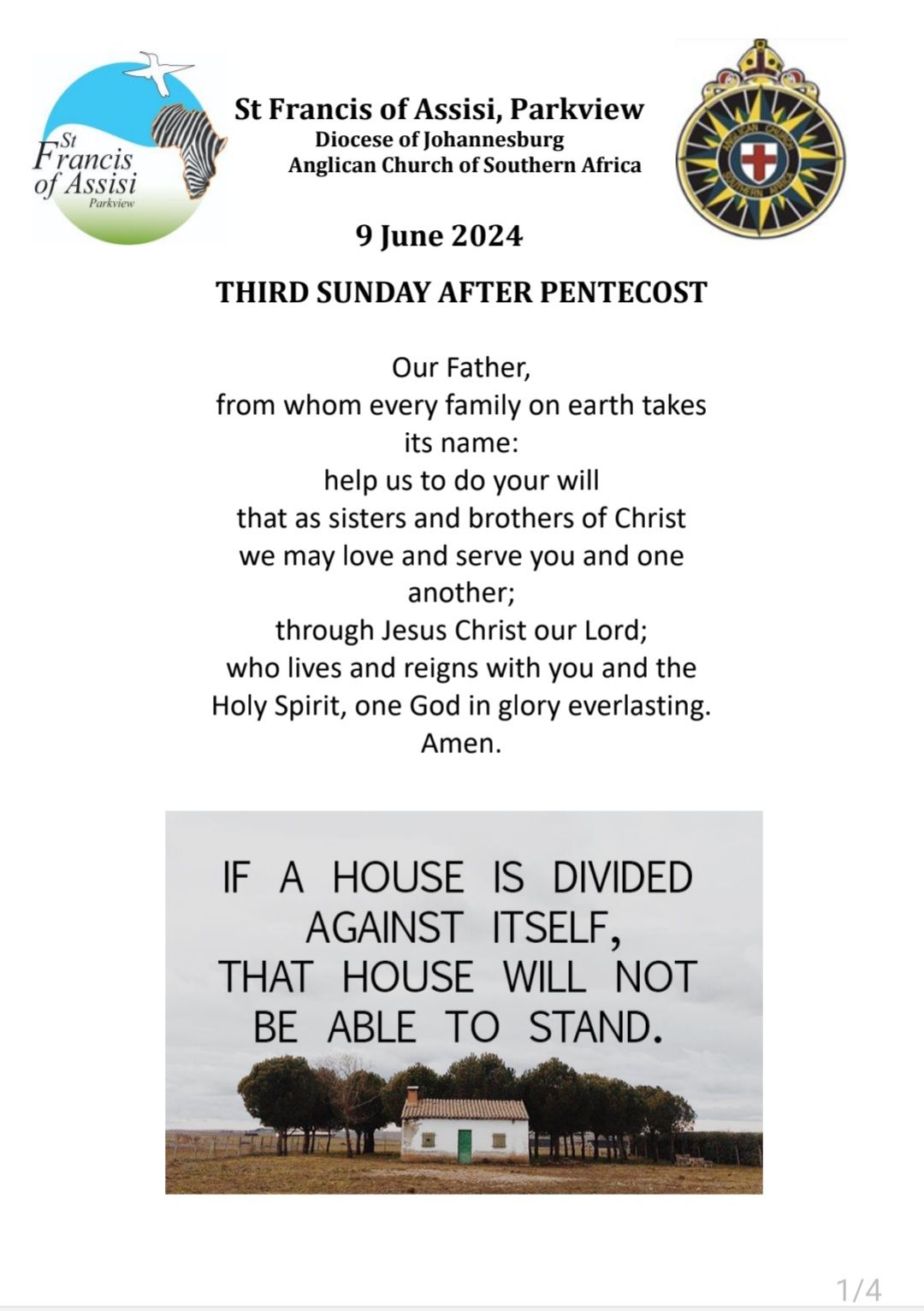 Third Sunday after Pentecost – 9 June 2024 – St Francis of Assisi Parkview