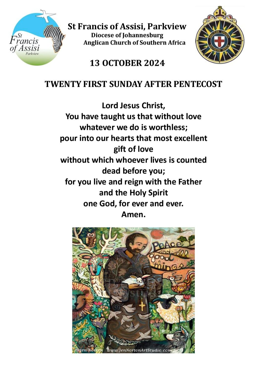 Twenty first Sunday after Pentecost – 13 October 2024 – St Francis of ...