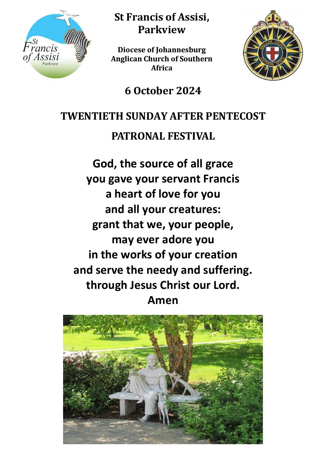 Twentieth Sunday after Pentecost – 6 October 2024 – St Francis of ...